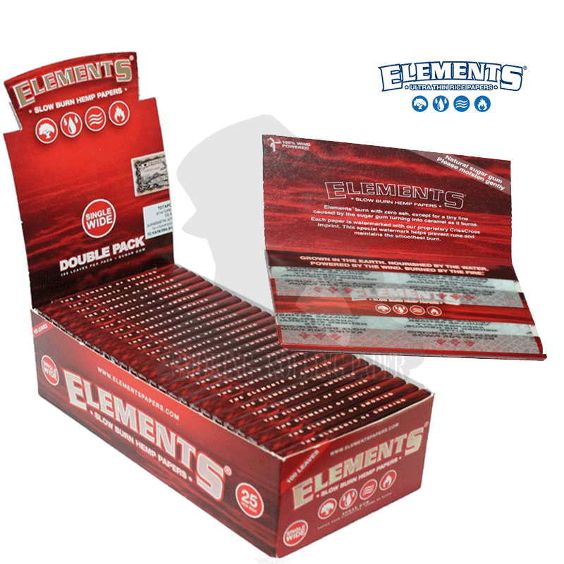 Cartine ELEMENTS ® Single Wide In Canapa Corte Doppie Scatola Da 25 ...